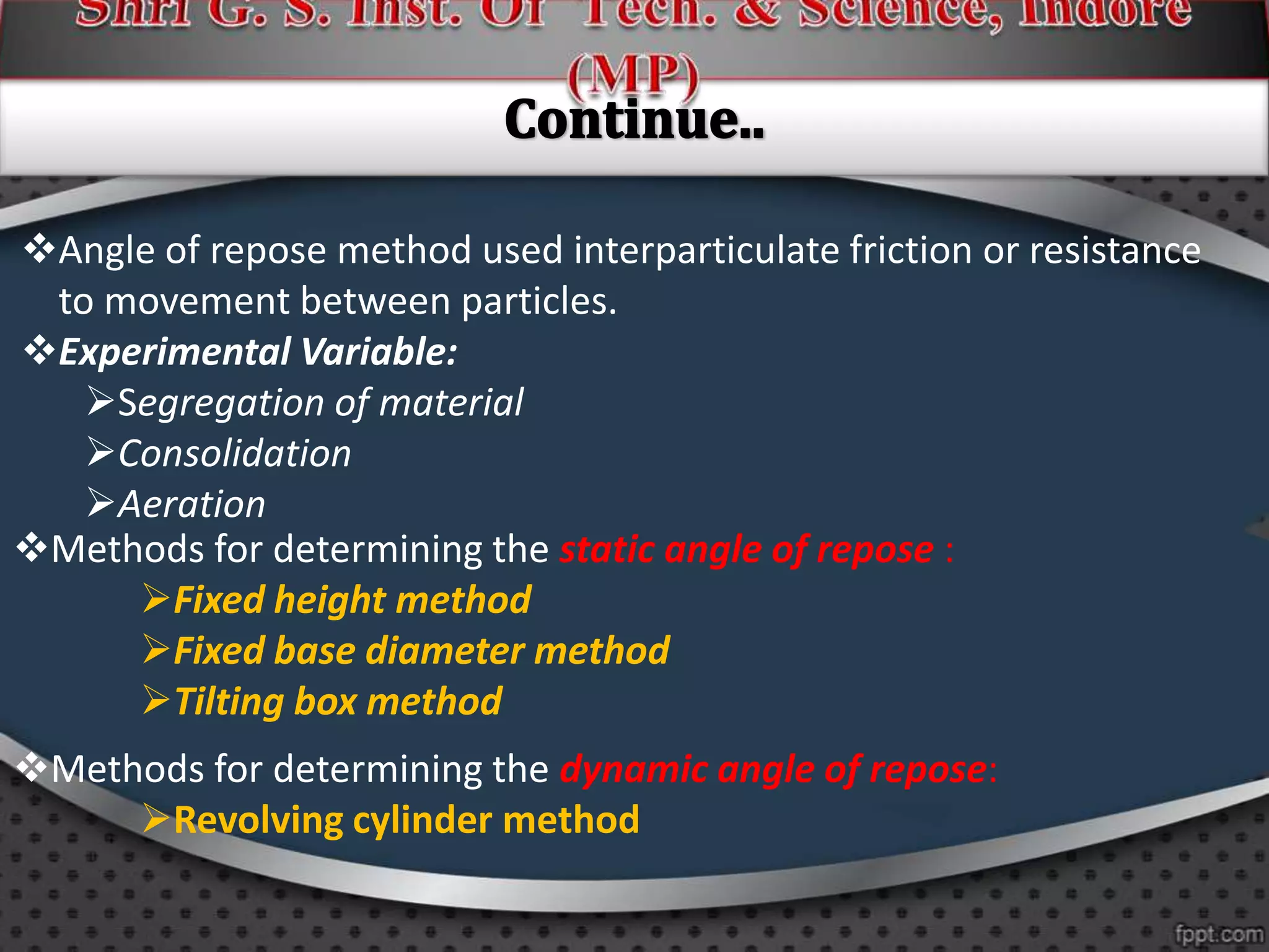 Powder flow testing and control | PPTX