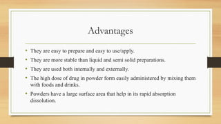 Powders 1.pptx and their types dosage form | PPT