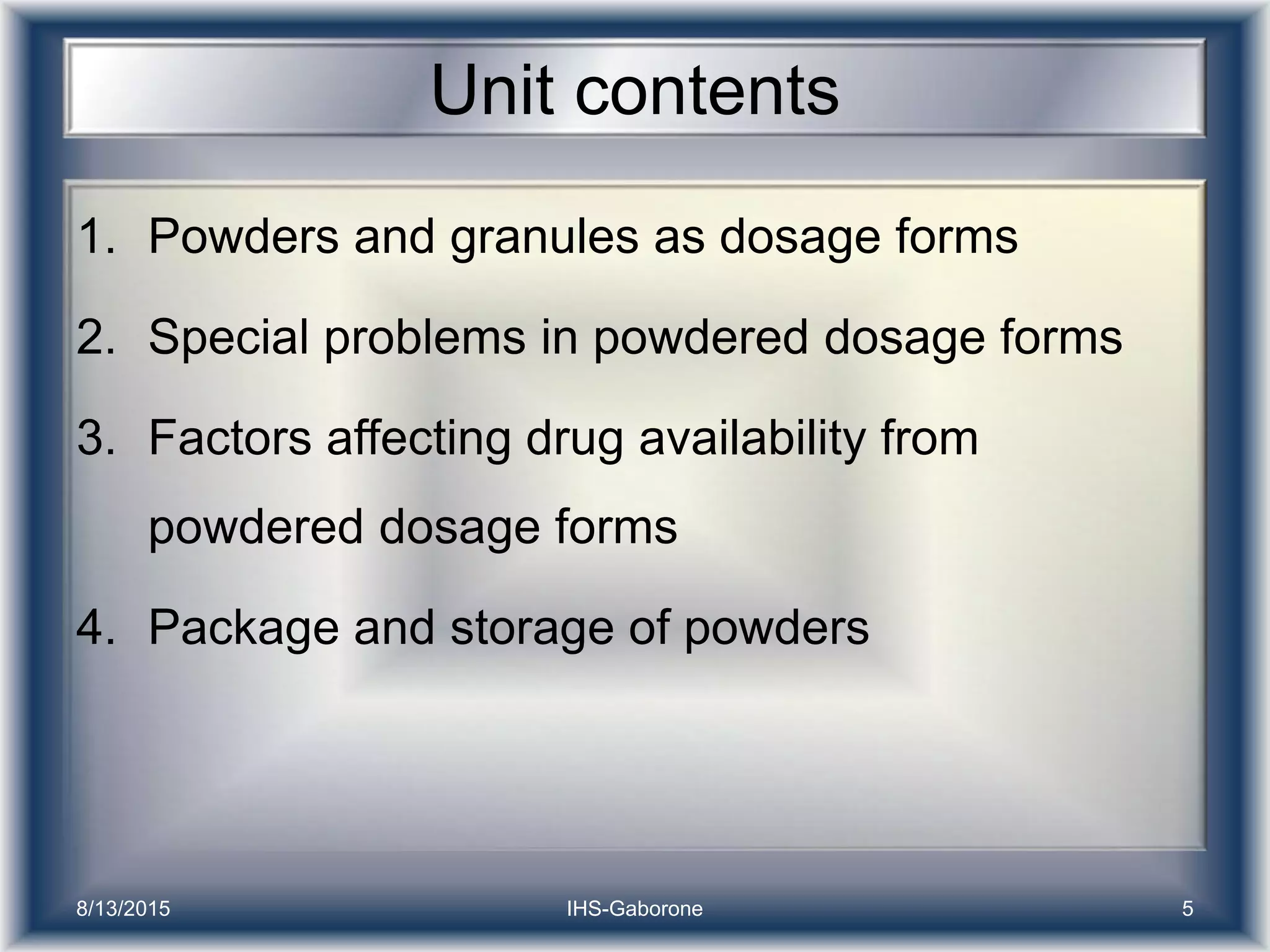 Powders and granules | PPTX