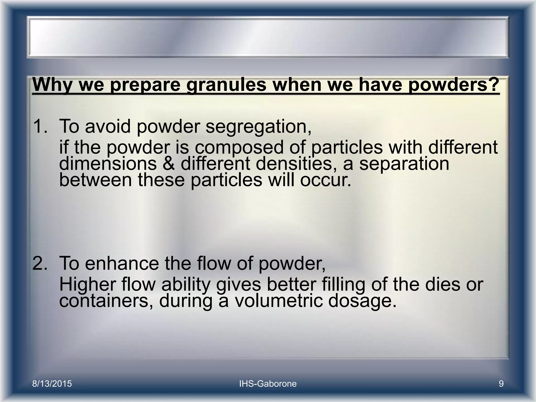 Powders and granules | PPTX | Chemistry | Science