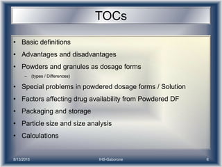 Powders and granules | PPTX