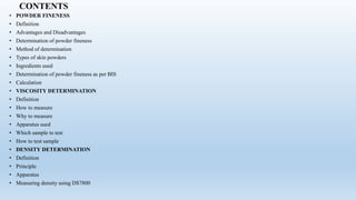 Powders fineness determination | PPTX