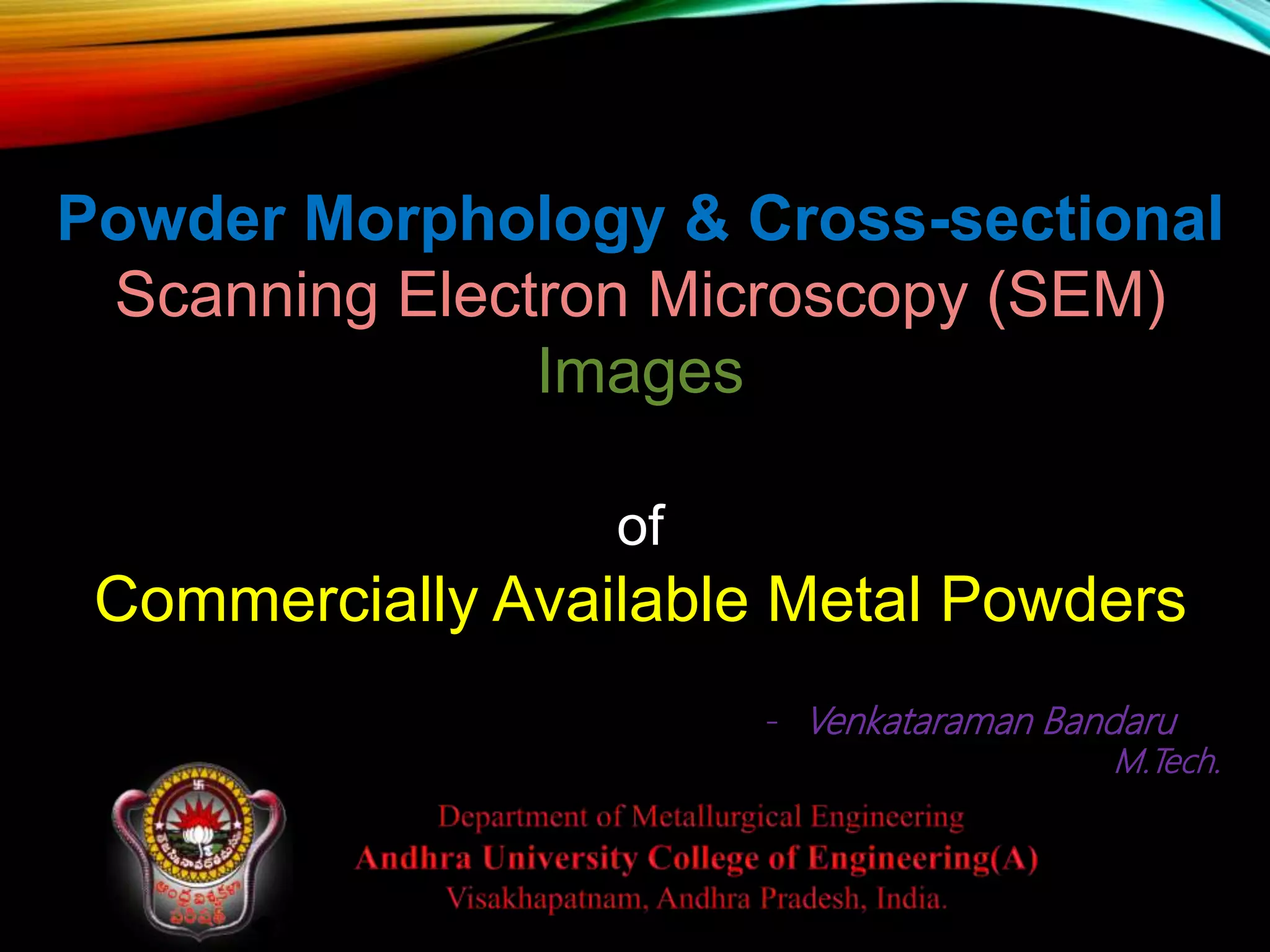 Powder Morphology & Cross-sectional Scanning Electron Microscopy (SEM ...