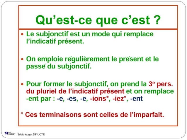 LE SUBJONCTIF -EMPLOI | PPSX