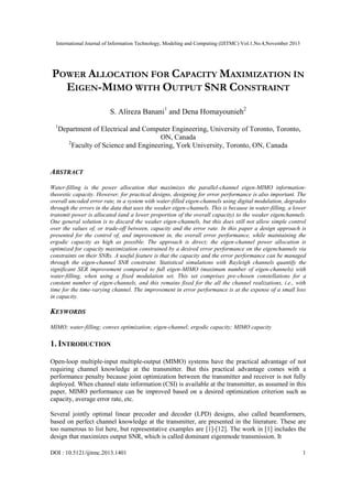 POWER ALLOCATION FOR CAPACITY MAXIMIZATION IN EIGEN-MIMO WITH OUTPUT SNR CONSTRAINT | PDF