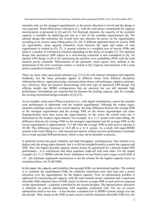 POWER ALLOCATION FOR CAPACITY MAXIMIZATION IN EIGEN-MIMO WITH OUTPUT SNR CONSTRAINT | PDF