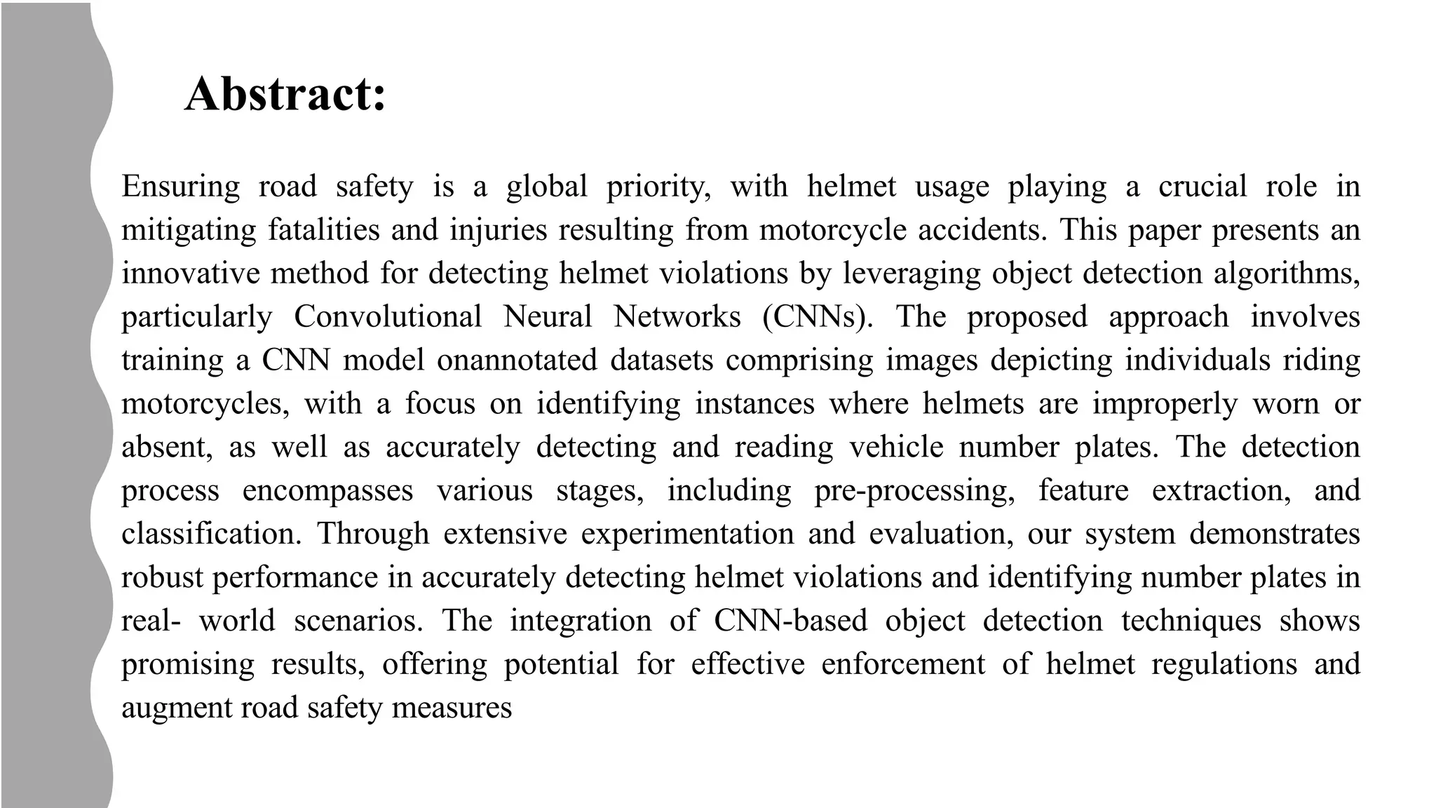 helmet and number plate detection power point | PPTX