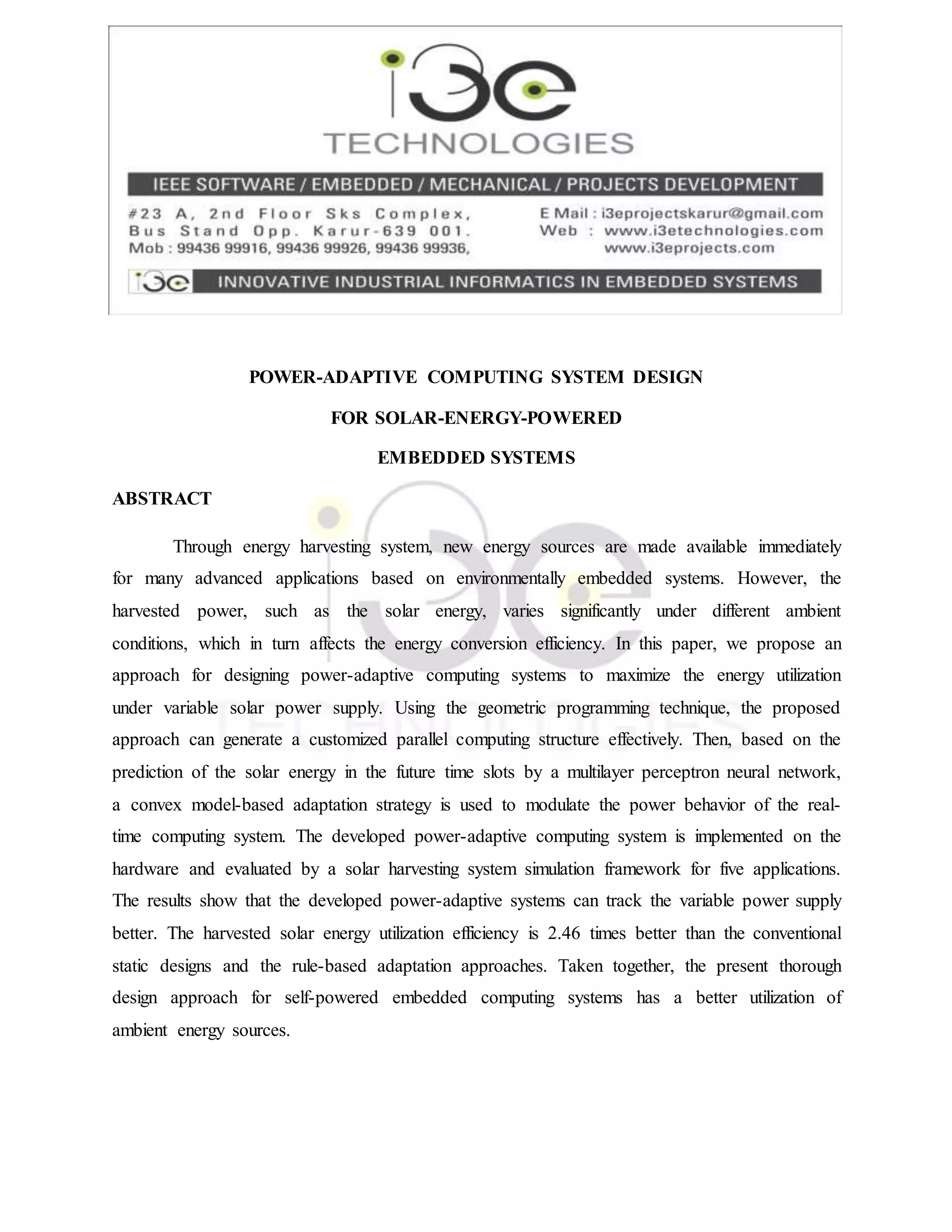 Power adaptive computing system design for solar-energy-powered embedded systems | PDF