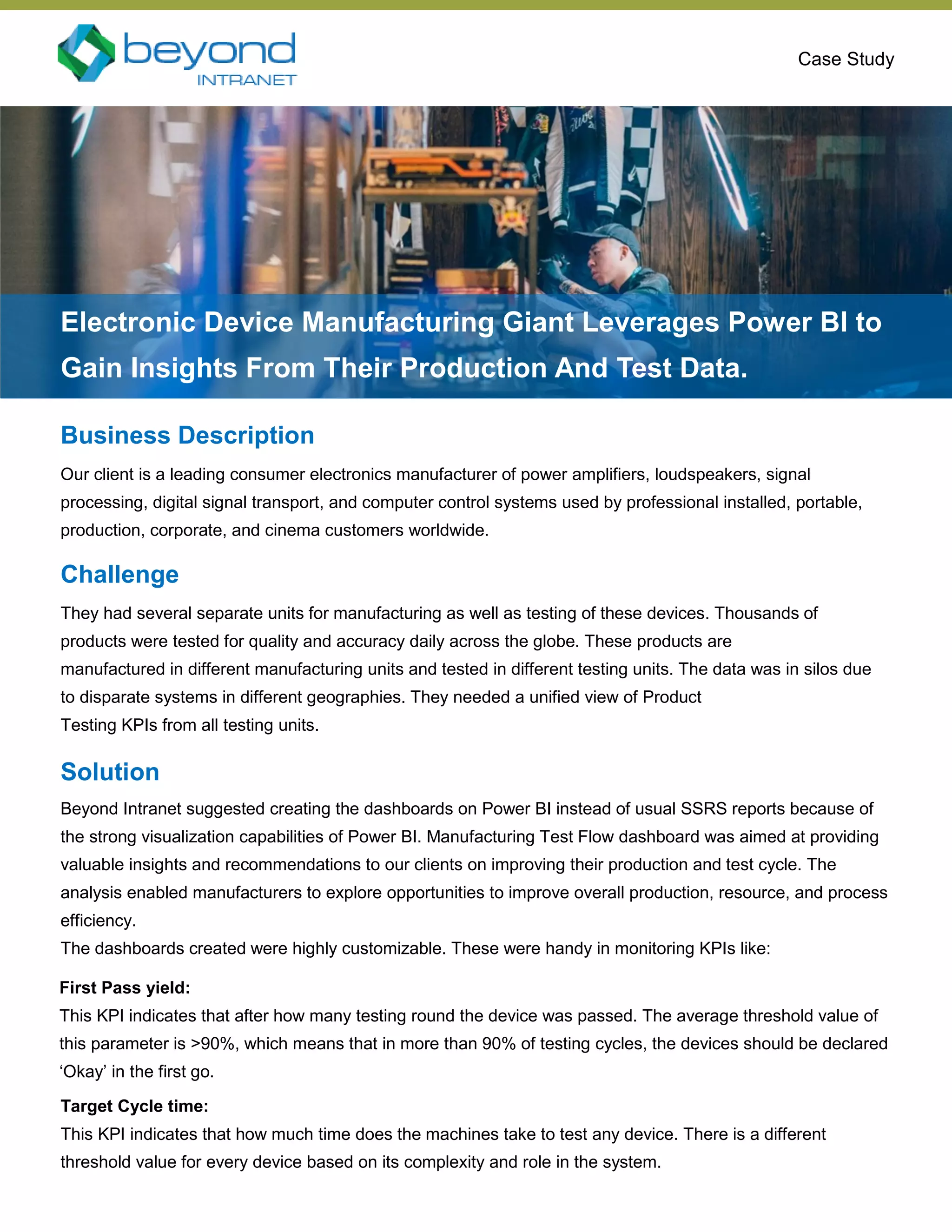 Power BI Dashboards For Manufacturing | PDF