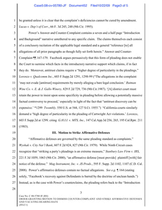 Dismissal of Power.com's Suit Against Facebook | PDF
