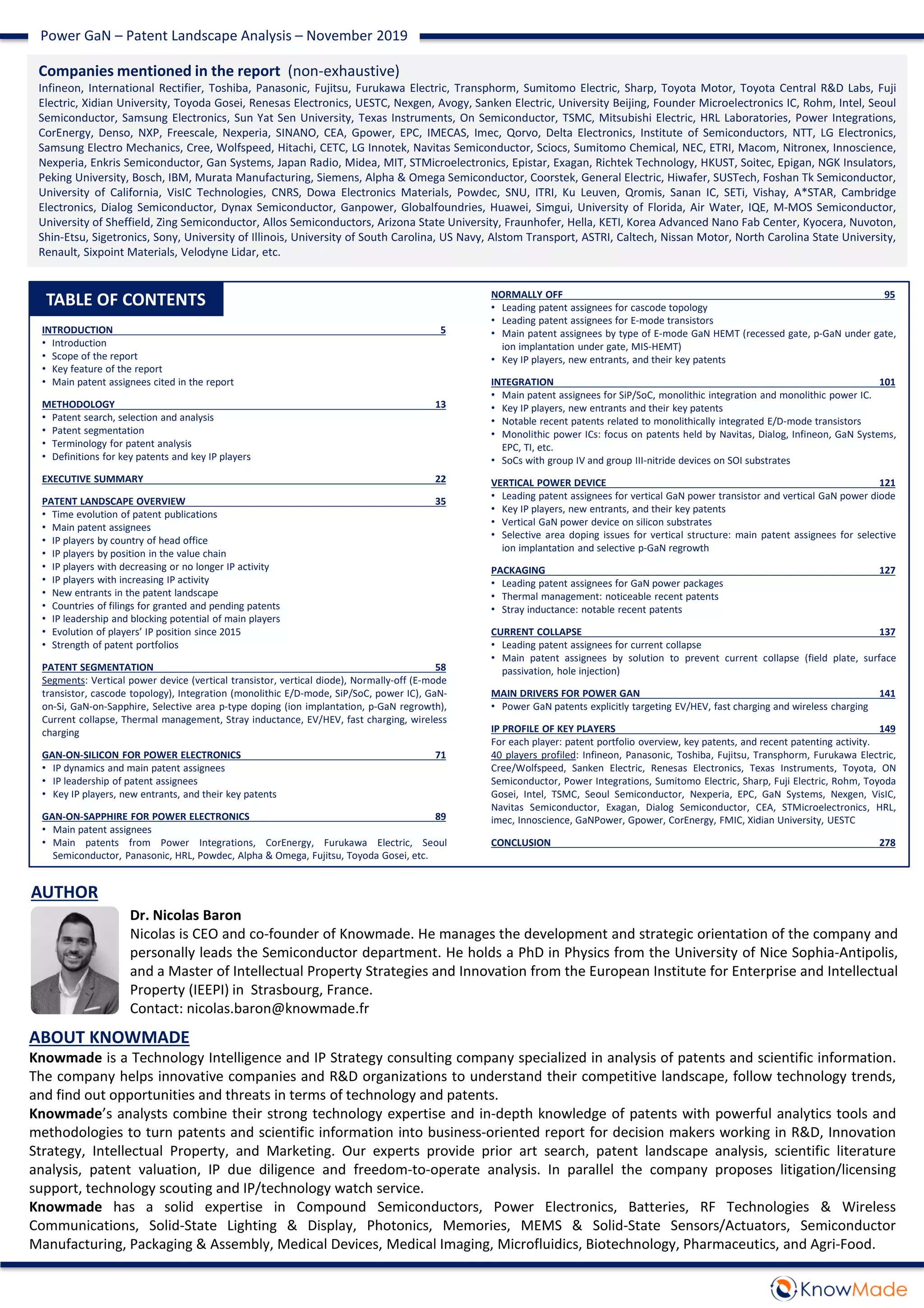 Power GaN patent landscape 2019 flyer | PDF