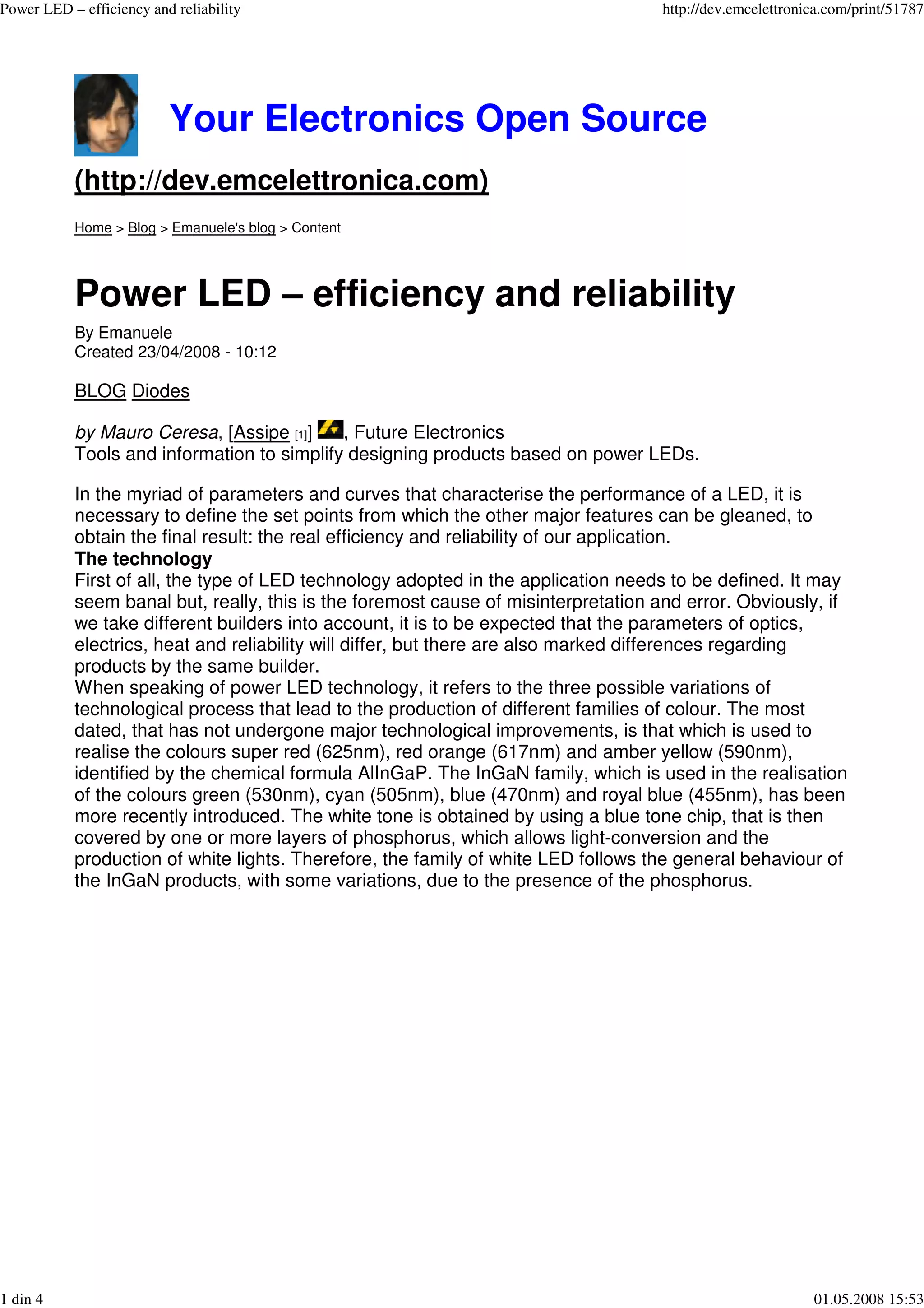 Power Led – Efficiency And Reliability | PDF