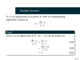 Approximating Dominant Eivenvalue By The Power Method | PDF