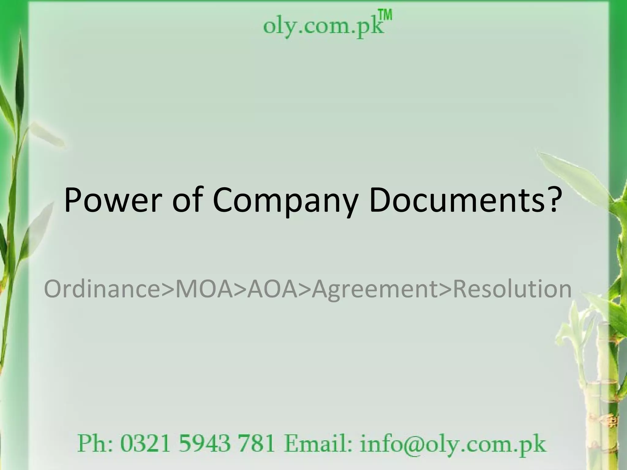 Power of legal documents in Company | PPT