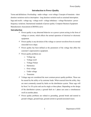 Power-Quality report file for b.tech and dip | PDF