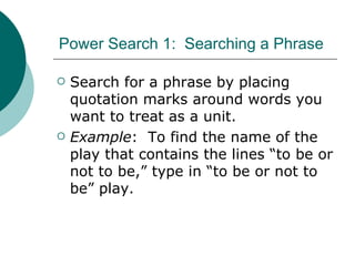 Power Searching with Google | PPT
