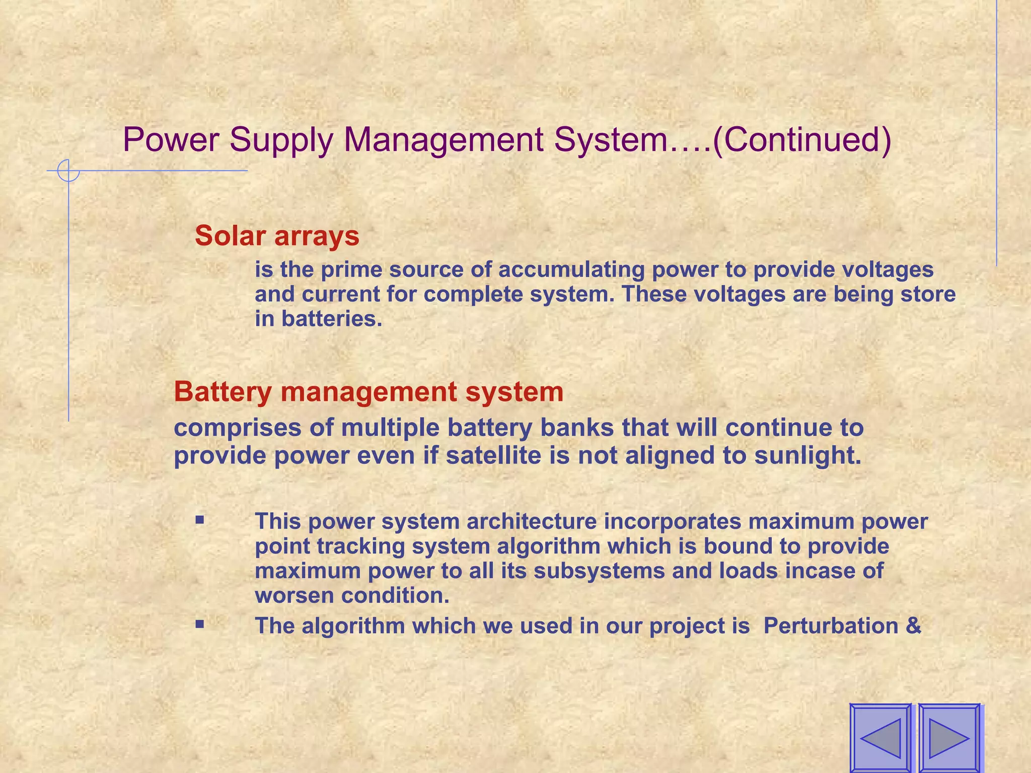 Power Supply Management System Of A Small Satellite By Wajid | PPT