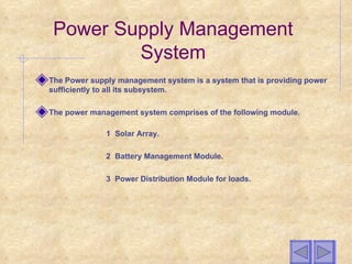 Power Supply Management System Of A Small Satellite By Wajid | PPT