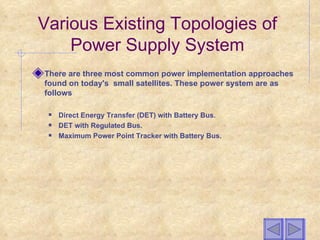 Power Supply Management System Of A Small Satellite By Wajid | PPT