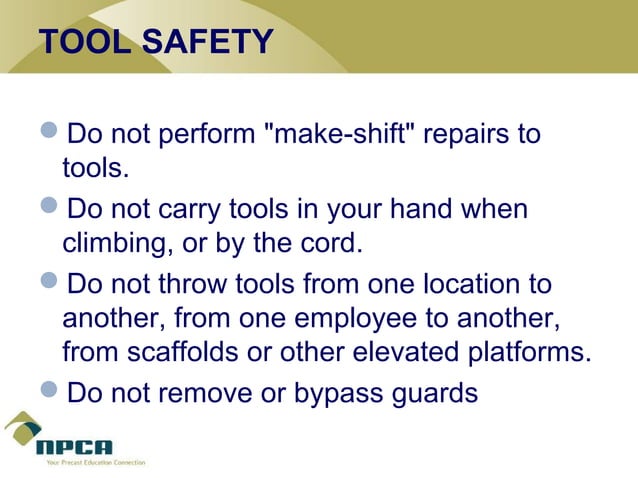 Power tool-safety | PPT | Injuries | Diseases and Conditions