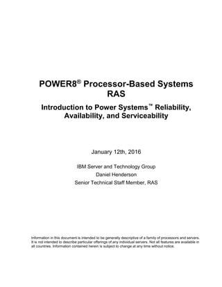 IBM POWER8 Processor-Based Systems RAS | PDF