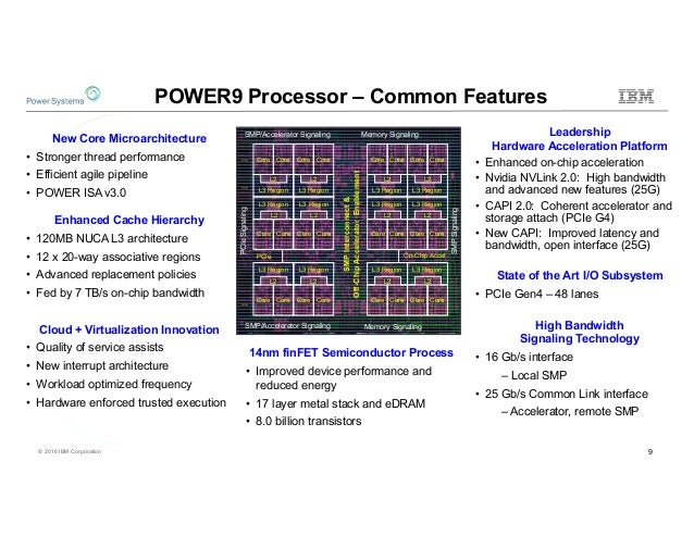 IBM Power9 Features and Specifications