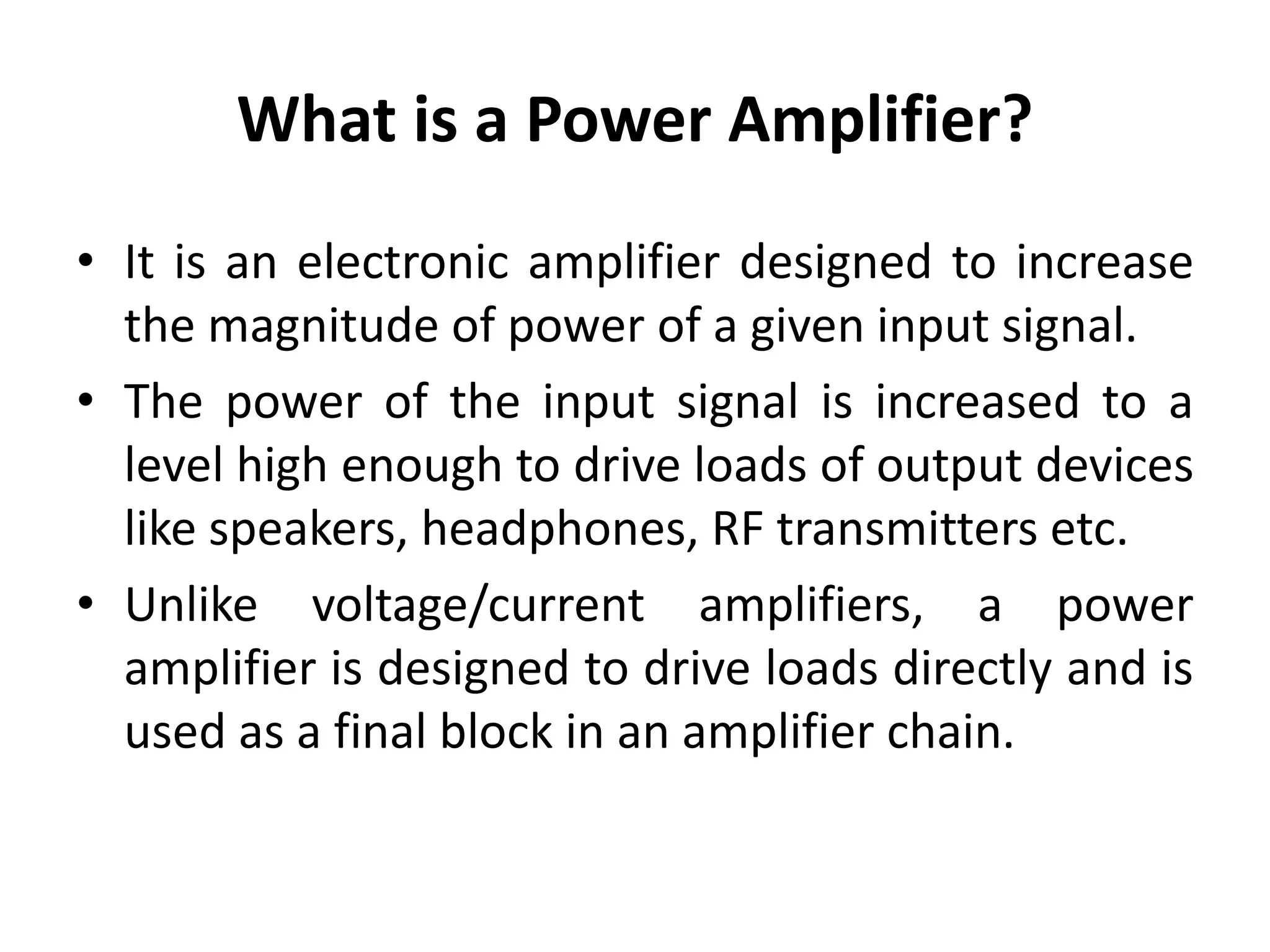 Power Amplifier presentation on Electronics.pptx