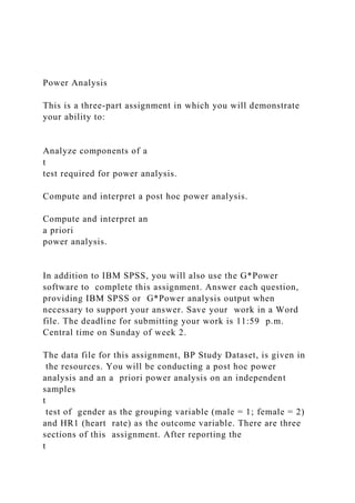 Power AnalysisThis is a three-part assignment in which you w | DOCX