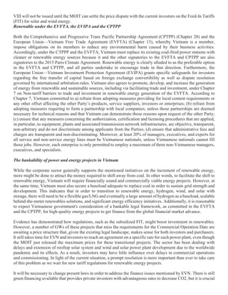 VIETNAM – POWER ENERGY – TRANSITION AND PDP8 – HOW THE EVFTA AND THE EVIPA AND THE CPTPP ...