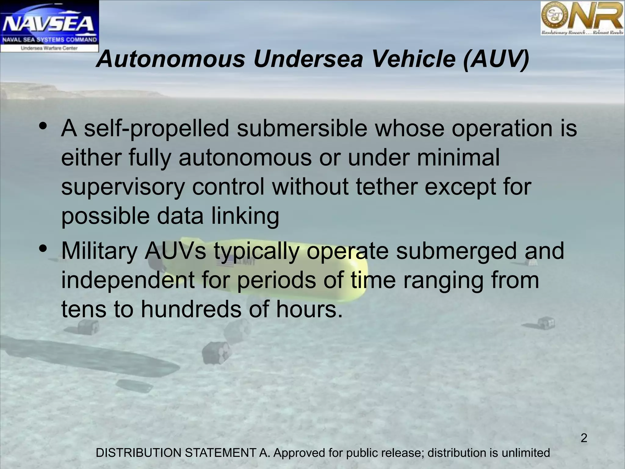 Presentation: Power & Eenrgy for Unmanned Undersea Vehicles (UUVs) | PDF