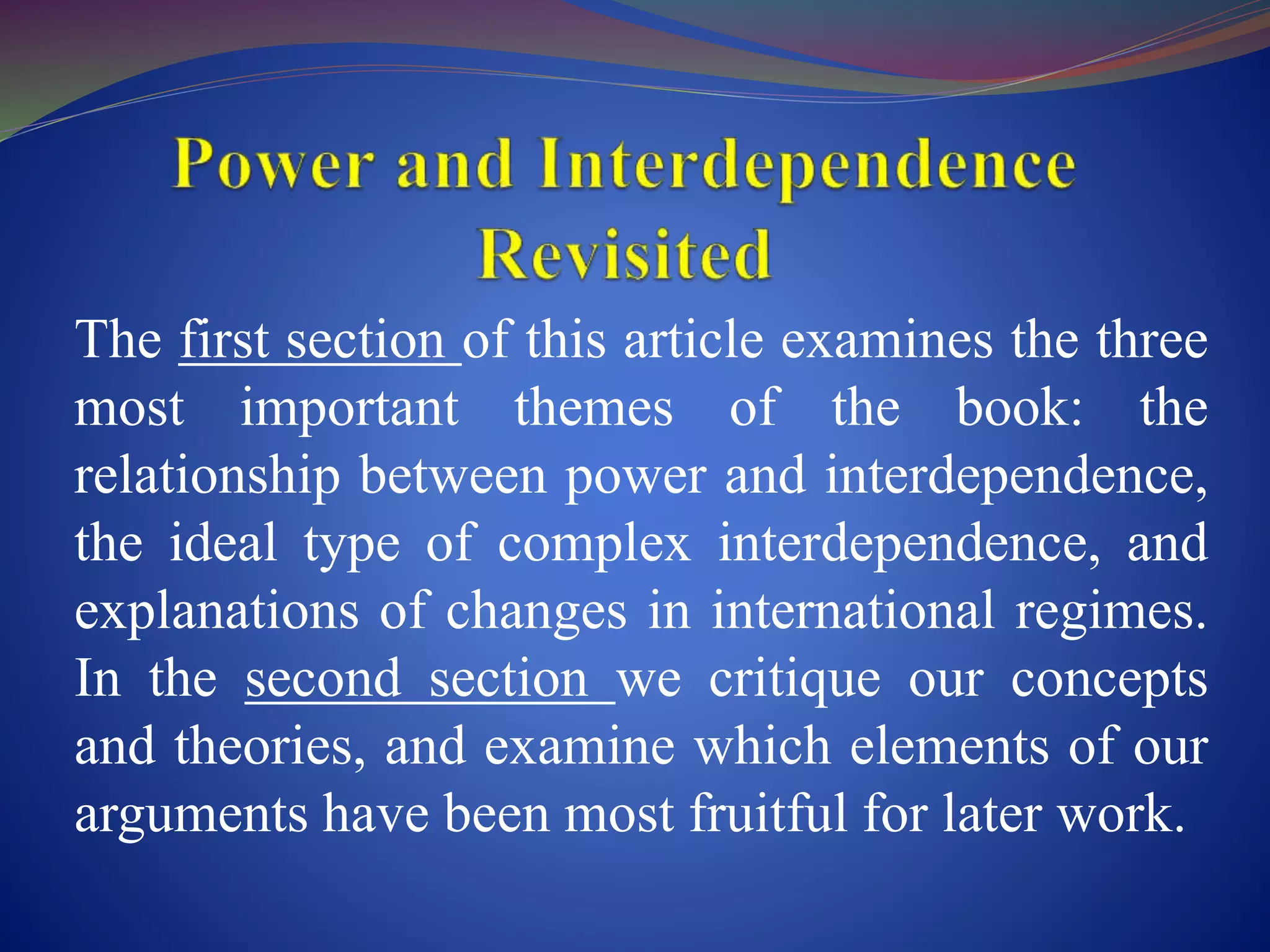 Power and interdependence | PPT