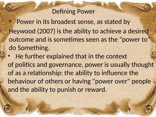 Power and Nature in Phil. Politics and Governance | PPTX