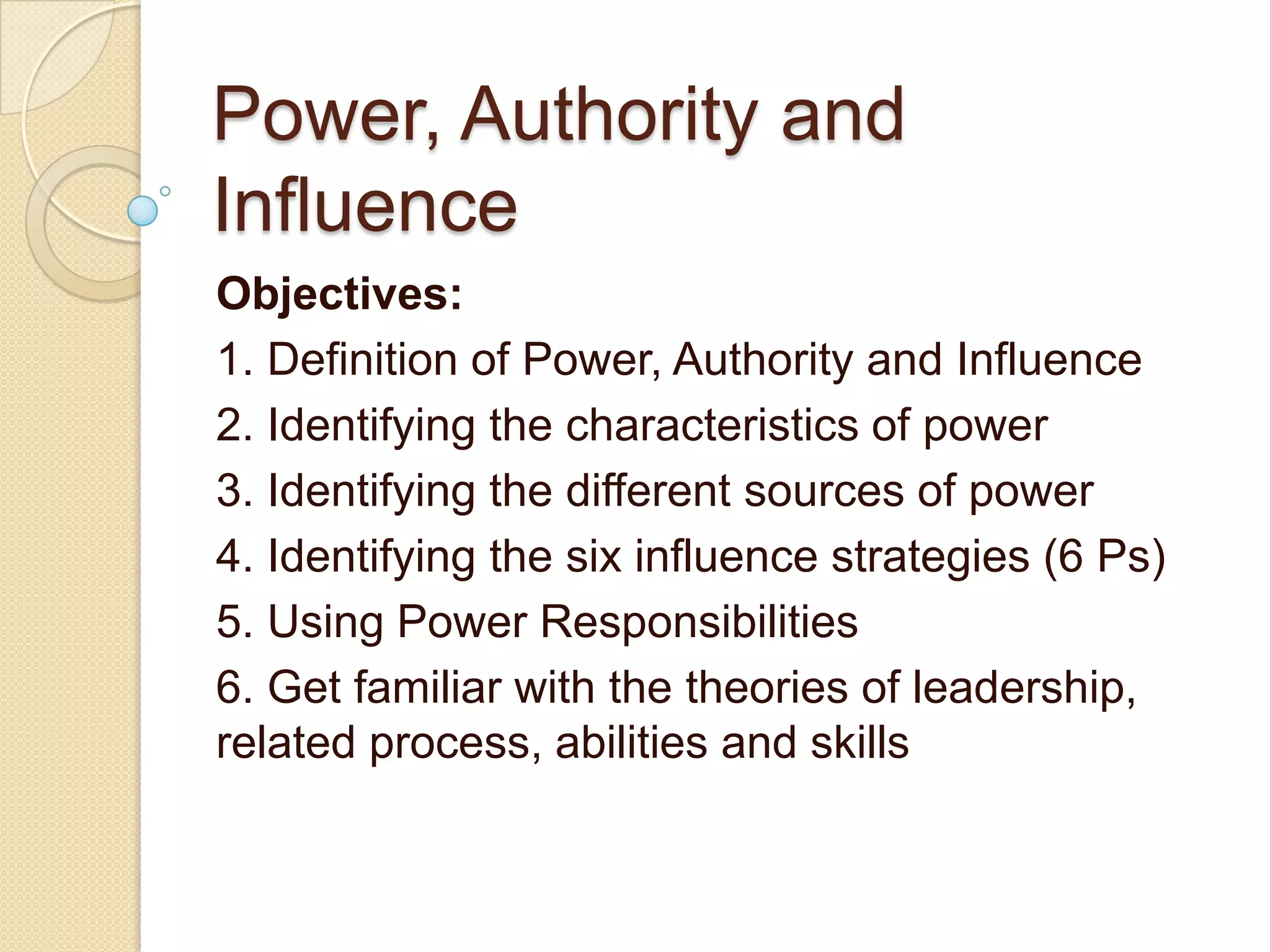 Power, authority and influence | PPTX