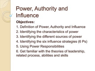 Power, authority and influence | PPTX