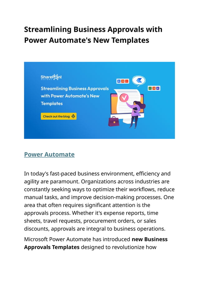 Streamlining Business Approvals with Power Automate's New Templates | PDF