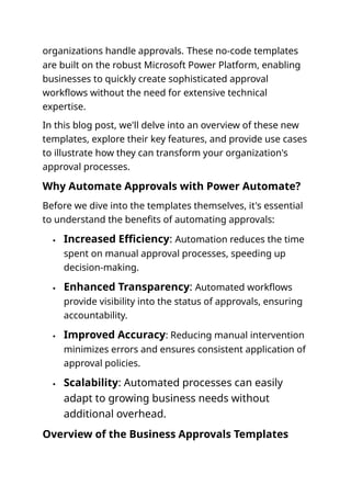Streamlining Business Approvals with Power Automate's New Templates | PDF