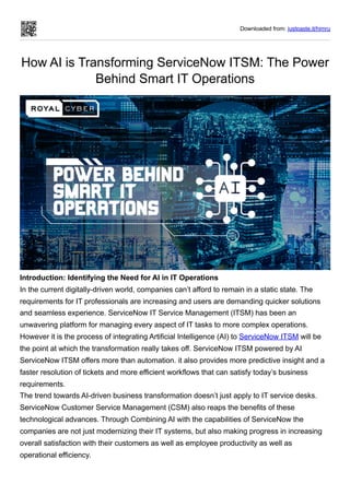 How AI is Transforming ServiceNow: The Power Behind Smart IT Operations | PDF