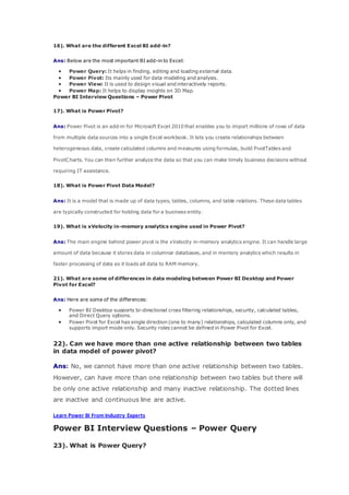 Power BI Interview Questions | DOCX | Computing | Technology & Computing