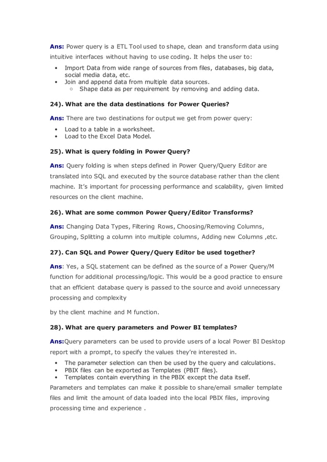 Power Bi Interview Questions Pdf