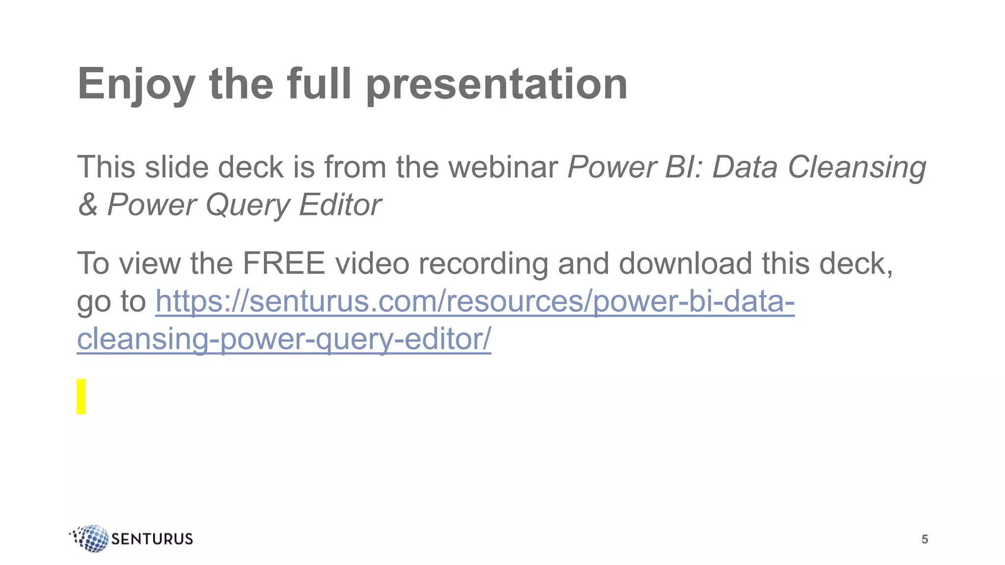 Power BI: Data Cleansing & Power Query Editor | PPTX