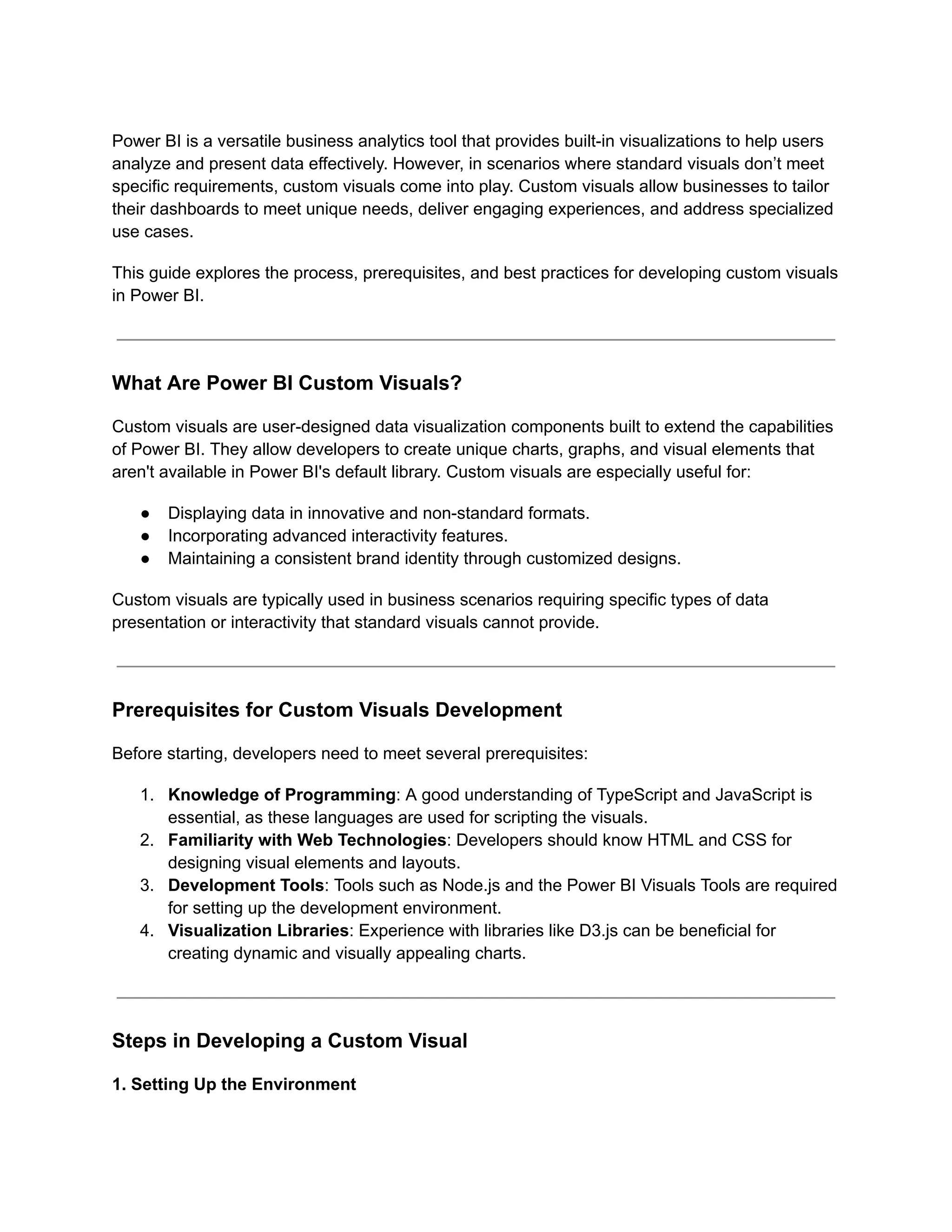 Power BI Custom Visuals Development_ A Comprehensive Guide | PDF