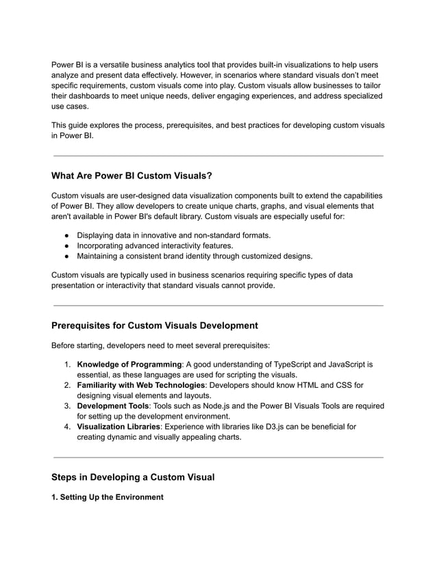 Power BI Custom Visuals Development_ A Comprehensive Guide | PDF