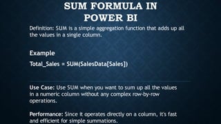 Power BI DAX Formulas and fast easy technical learning | PPTX