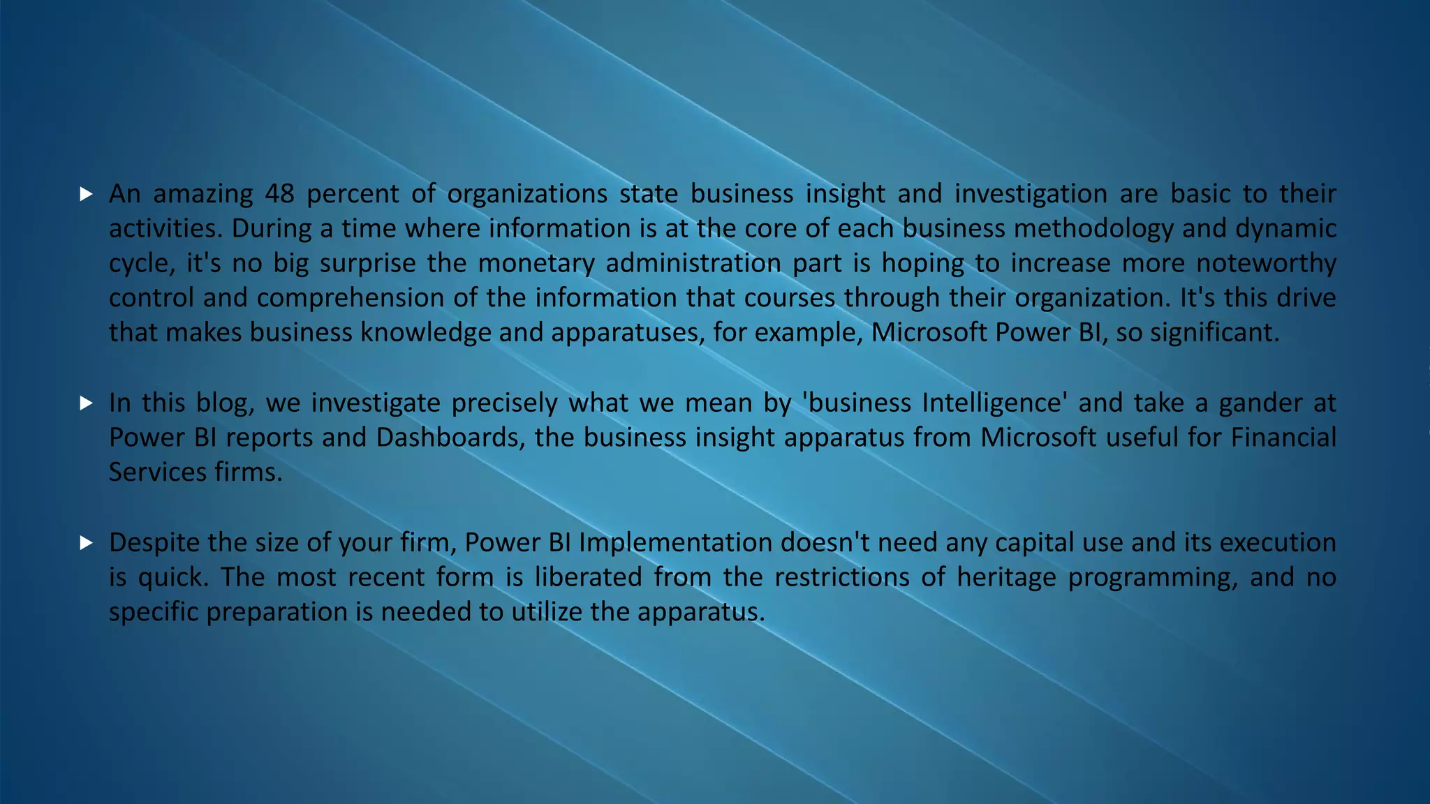Power bi implementation for finance services firms | PPT