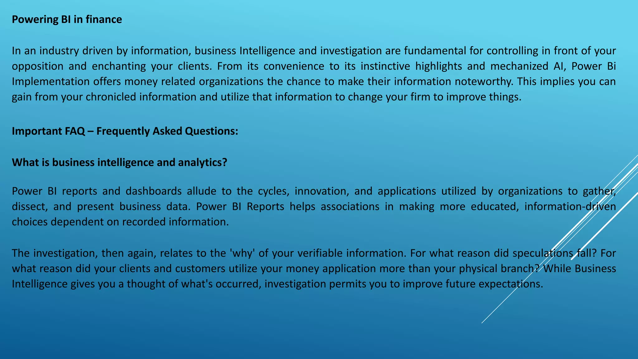 Power bi implementation for finance services firms | PPT