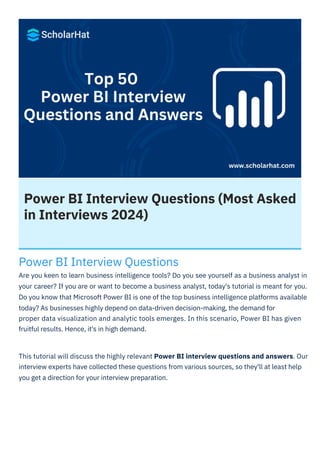 Power BI Interview Questions PDF By ScholarHat | PDF