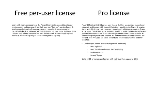A presentation that explain the Power BI Licensing | PPTX | Cloud Computing | Internet