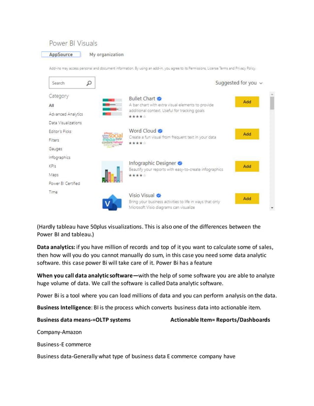 Power bi notes | DOCX | Databases | Computer Software and Applications