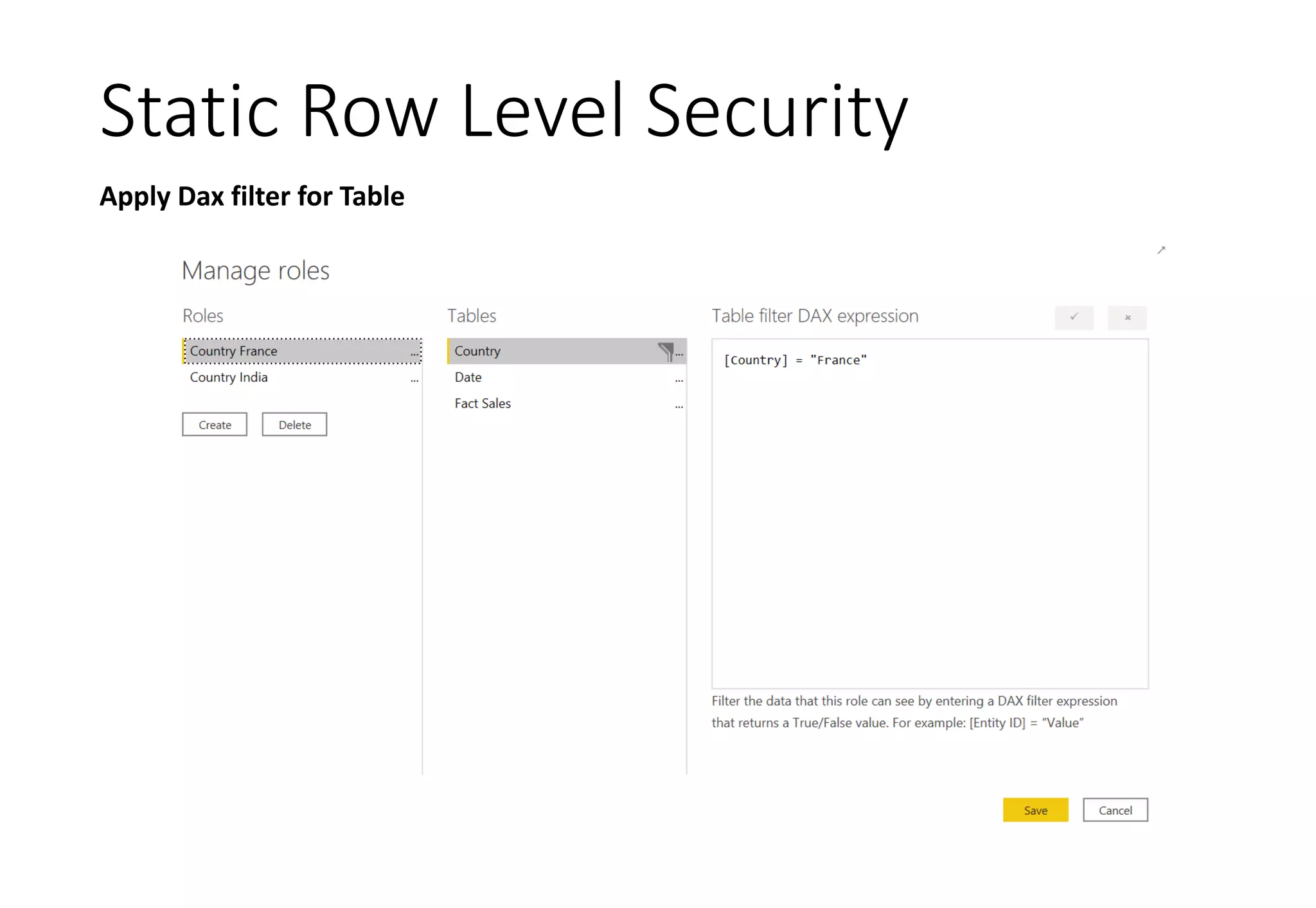 Power bi overview of static row level security | PPTX | Technology & Computing
