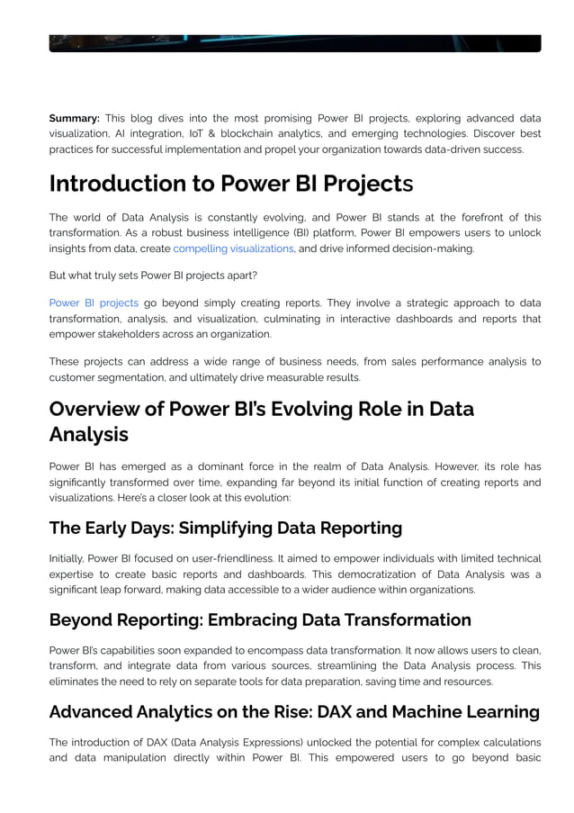 Most Promising Power BI Project Ideas for Success | PDF